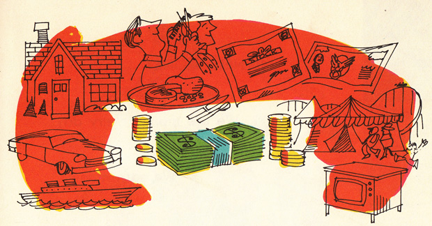How People Earn and Use Money: Vibrant Vintage Illustrations from 1968 ...